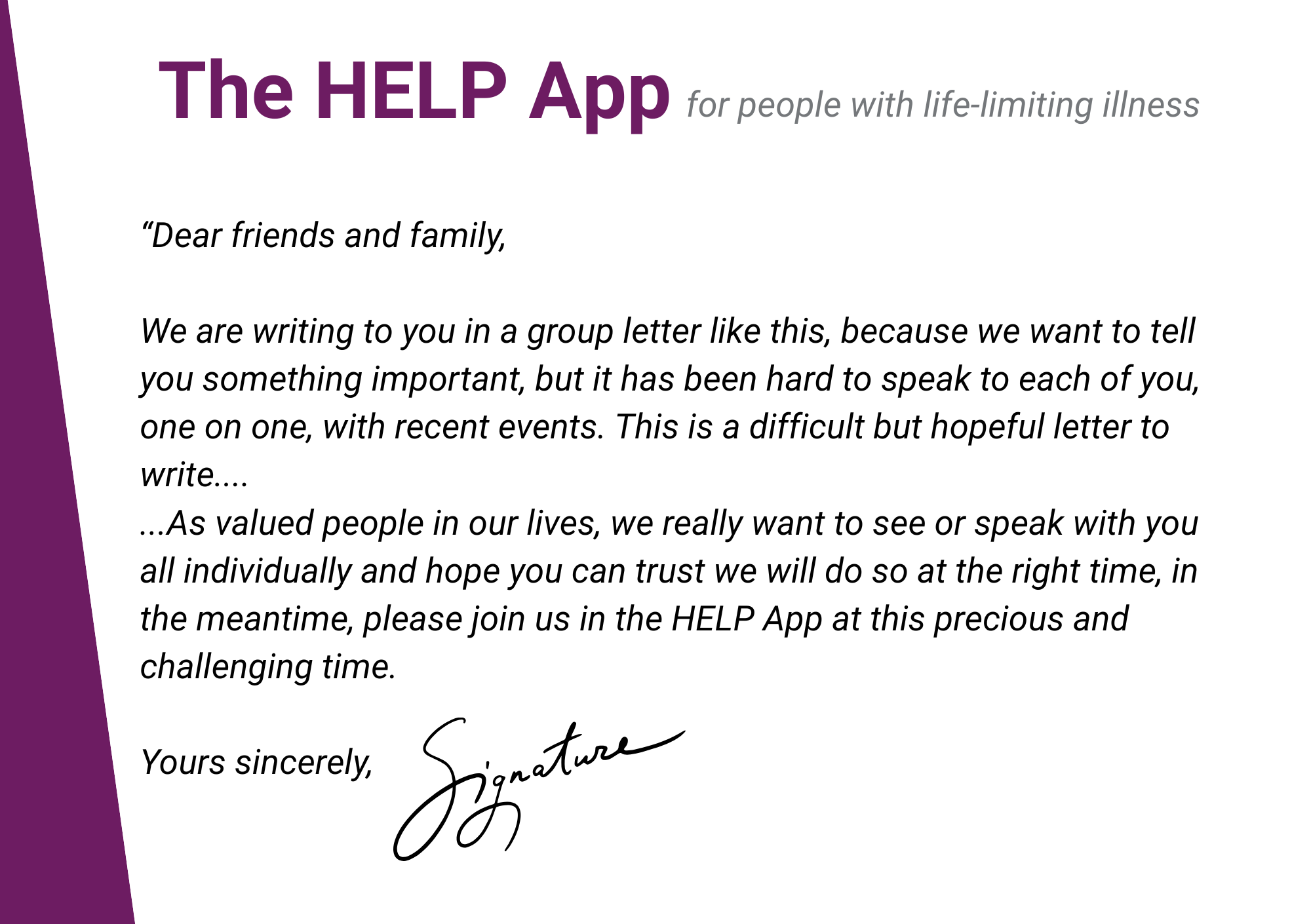 Letter template to inform and invite family and friends | Healthy End ...